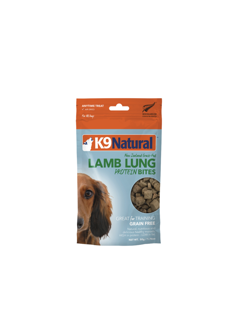 K9 – Natural Air Dried Grain Free Protein Bites Treats – Lamb Lung 50g ...